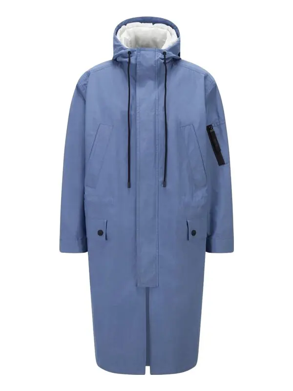 Hugo Boss Long Hooded Coat - Blue