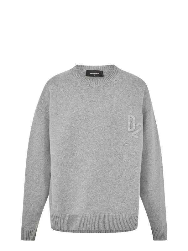 Dsquared2 Grey Logo Detail Crewneck Sweater - Gray