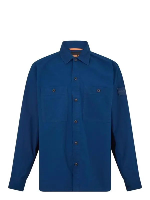 Hugo Boss Long Sleeve Shirt Jacket With Button Details - Blue
