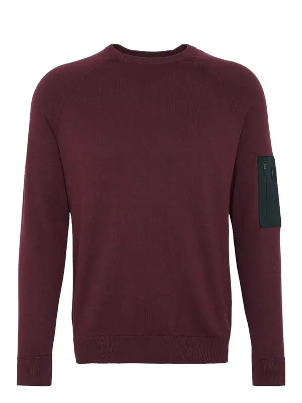 Barbour Crew Neck Sweater With Zip Pocket Detail - Red