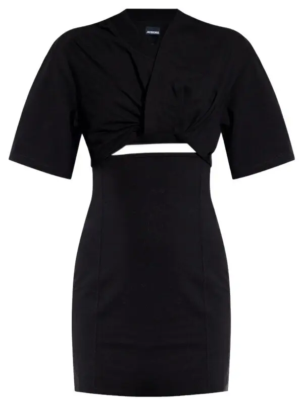 Jacquemus Twisted T-shirt Mini Dress - Black
