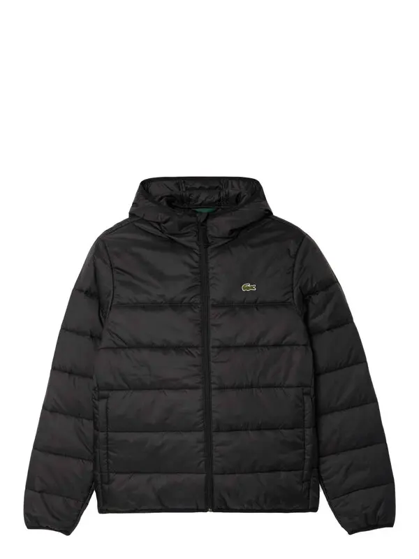 Lacoste Hooded Quilted Zip-up Puffer Jacket - Black