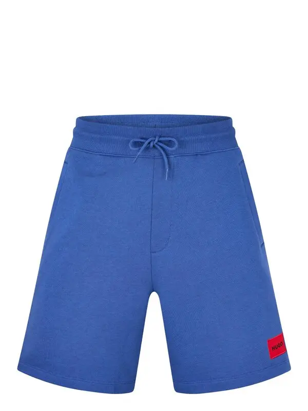 Hugo Boss Embroidered Cotton Blend Jogger Shorts - Blue
