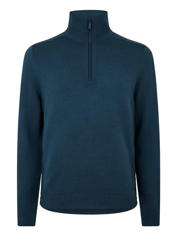 Hugo Boss Quarter Zip Pullover Sweater - Blue