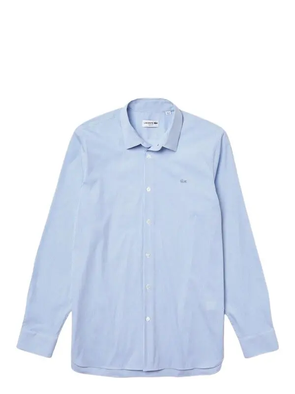 Lacoste Slim Fit Striped Stretch Poplin Shirt - Light Blue