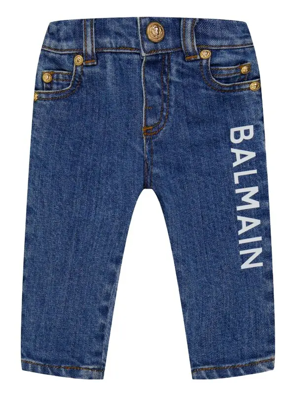 Balmain Logo Print Trousers Babies - Blue