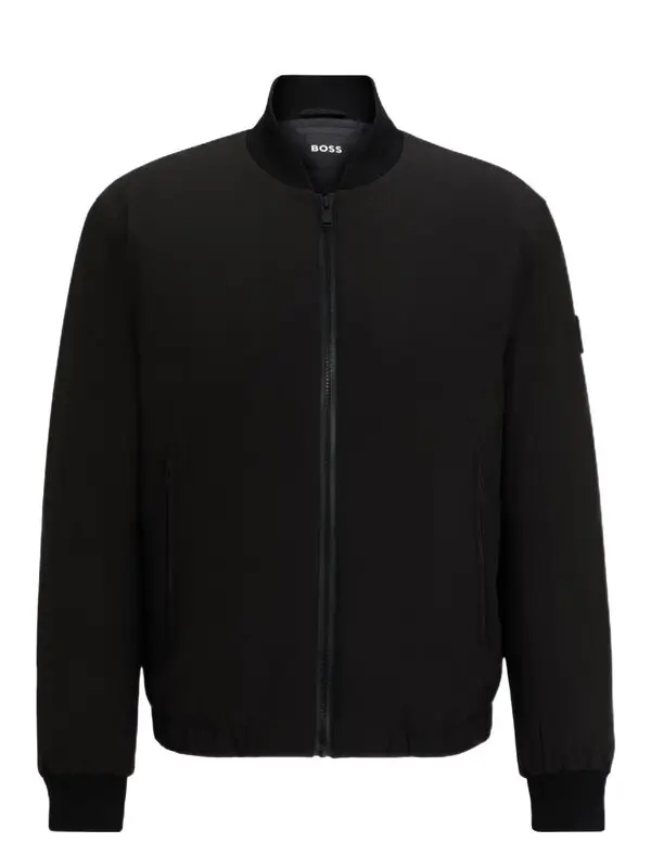 Hugo Boss Relaxed Fit Bomber Jacket With Zip Closure - Black