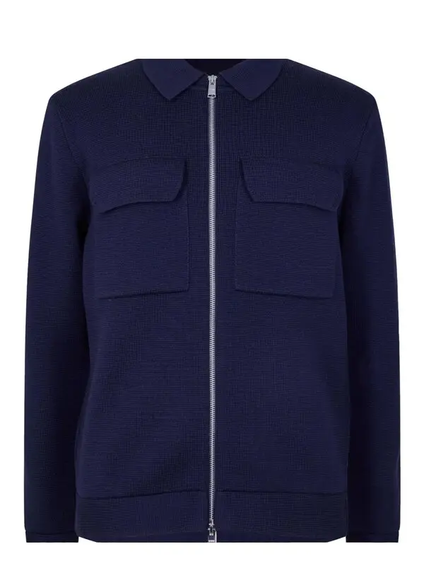 Hugo Boss Navy Knitted Lapel Jacket - Black