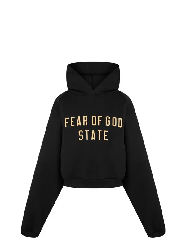 Fear Of God Logo Hooded Sweatshirt - Black