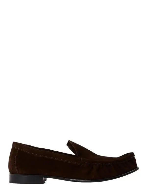 Miu Miu Suede Logo Detail Loafers - Black