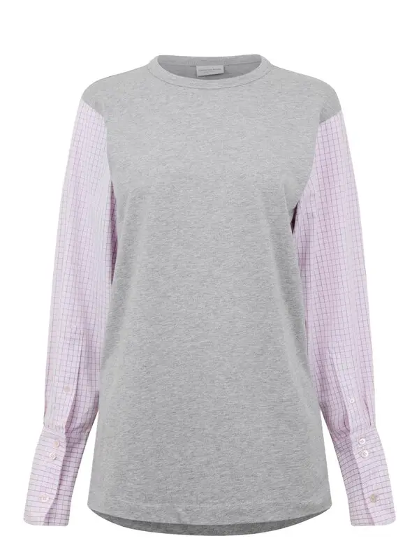 Dries Van Noten Hybrid Jersey Sleeve Top - Gray