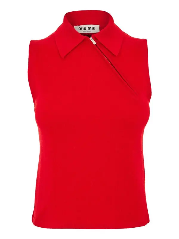 Miu Miu Sleeveless Knit Top - Red