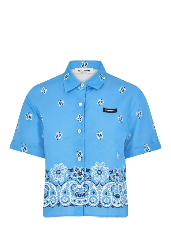 Miu Miu Cheongsam Short-sleeved Shirt - Blue