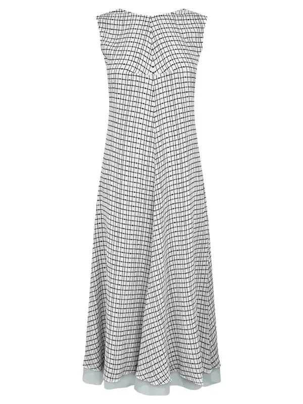 Fendi Sleeveless Checked Midi Dress - Gray