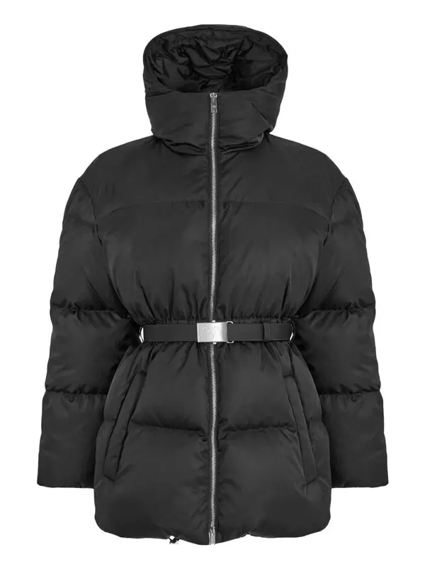 Prada Belted Down Jacket With Hood - Black