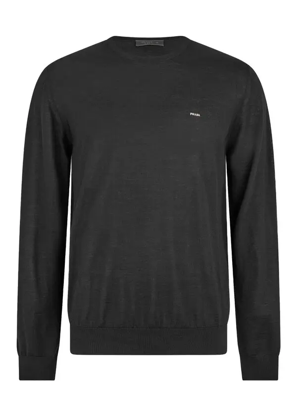 Prada Crew Neck Long Sleeve Knit Sweater - Black