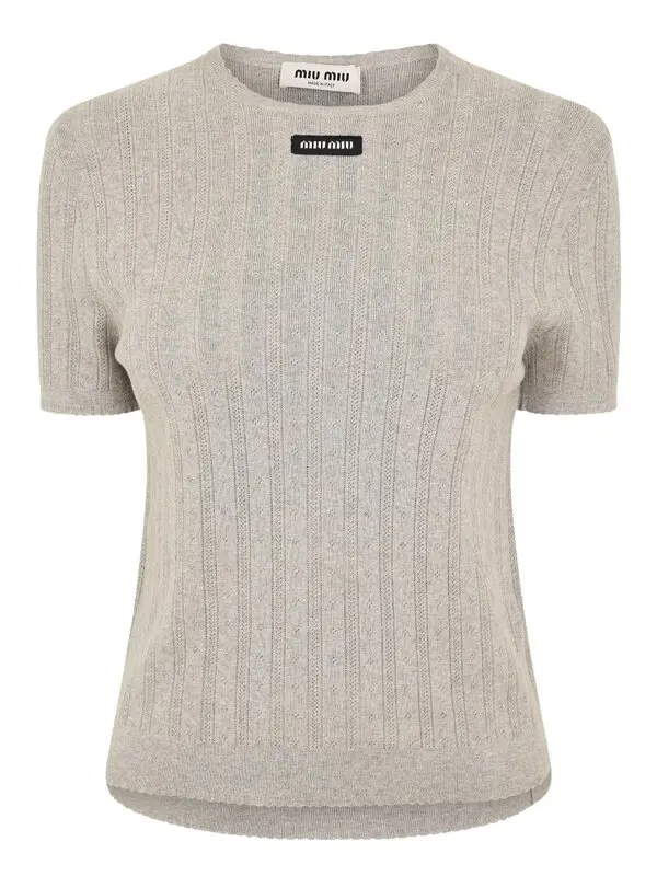 Miu Miu Short-sleeved Textured Shirt - Gray