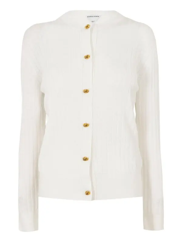Bottega Veneta Wool Cardigan With Golden Buttons - White
