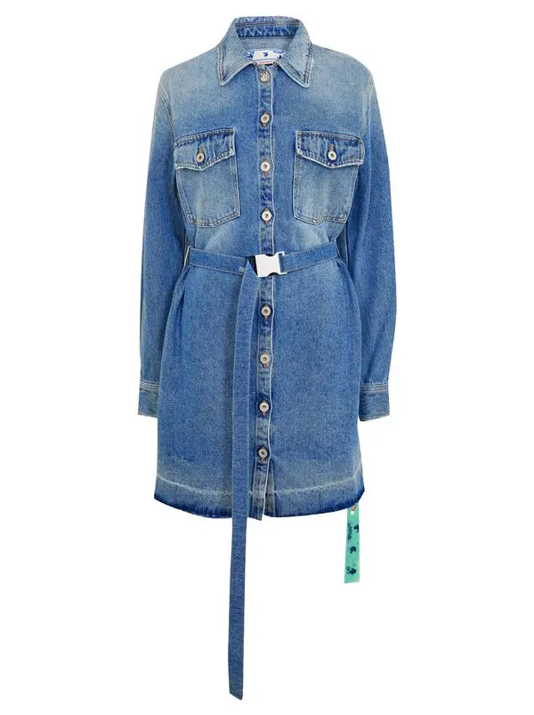 Off-White Logo Denim Dress - Blue
