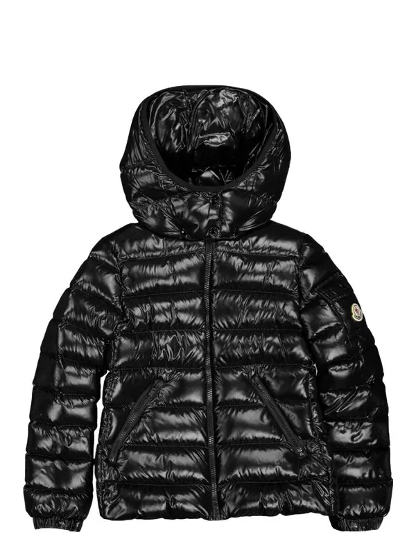 Moncler Logo Patch Hooded Down Jacket - Black