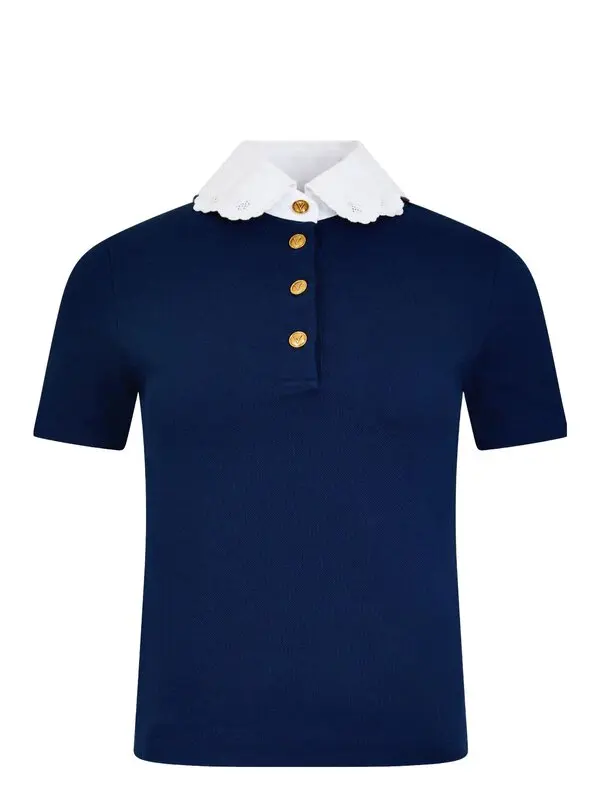 Valentino Garavani Fine Ribbed Short-sleeve Polo Shirt - Blue