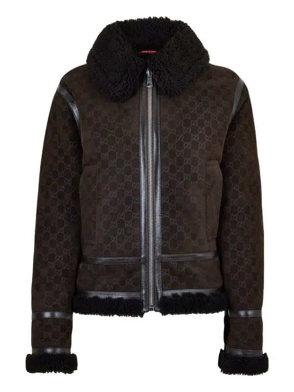 Gucci Logo Zip Leather Jacket - Black
