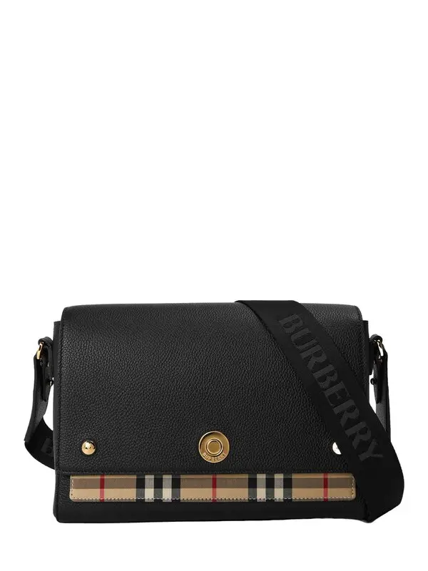 Burberry Check Cotton Top Handle Note Bag - Black