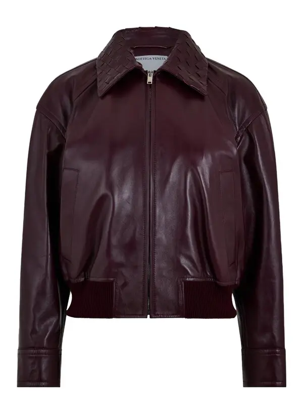 Bottega Veneta Leather Cropped Jacket - Black
