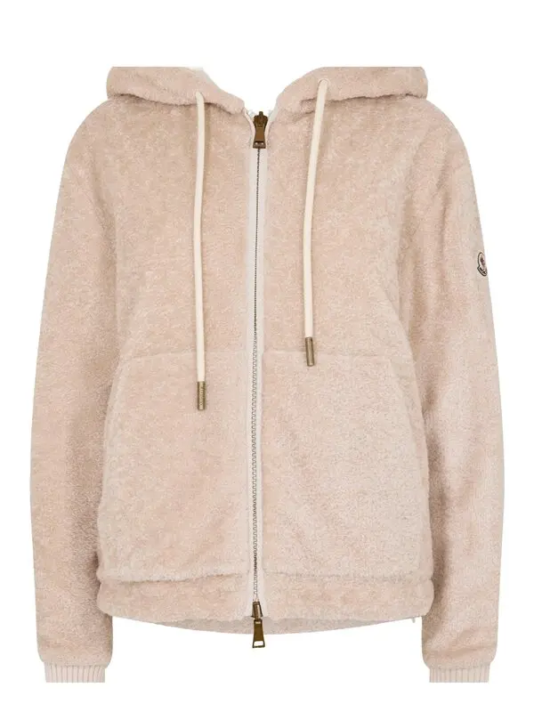 Moncler Fluffy Hooded Jacket - Nude
