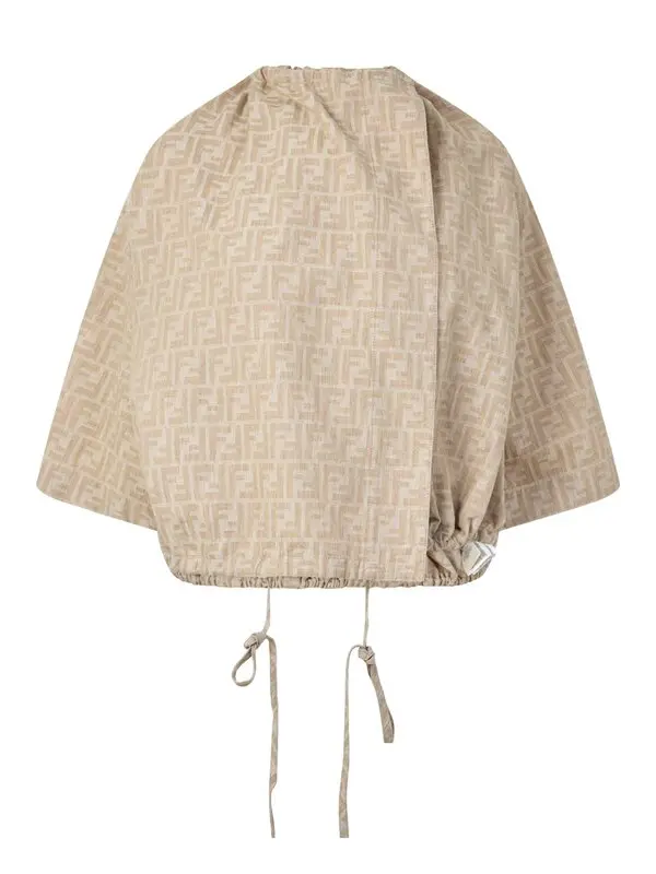 Fendi Ff Jacquard Cape Top - Raffia