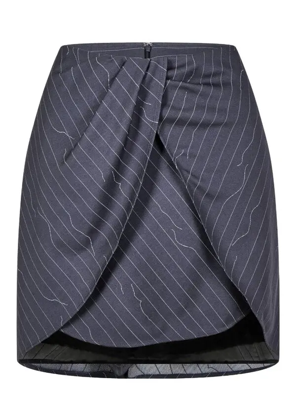 Off-White Striped Midi Skirt - Black
