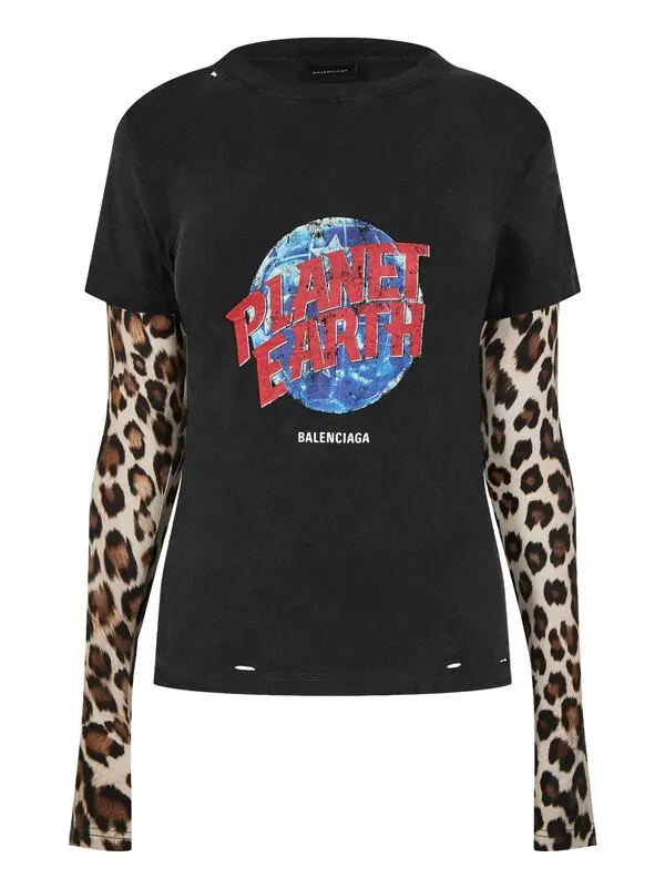 Balenciaga Printed Long Sleeve T-shirt - Black