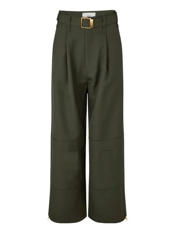 AMI Paris Wide Leg Tailored Trousers - Black