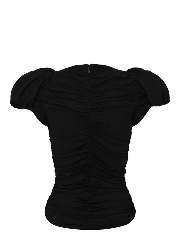 Magda Butrym Round-neck Pleated Blouse - Black