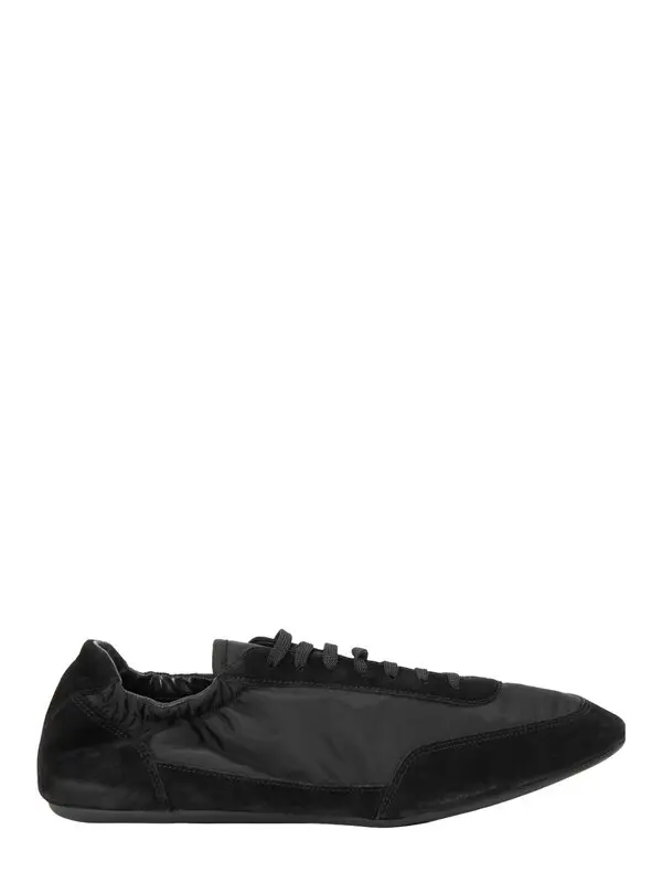 Prada Low-top Sneakers With Pointed Toe And Gathered Detail - Black