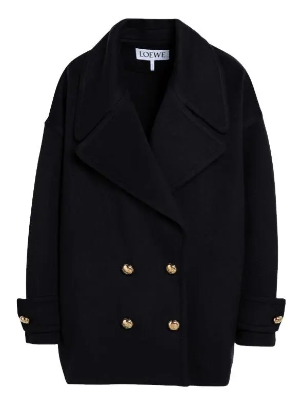Loewe Double-breasted Peacoat With Straps - Midnight Blue