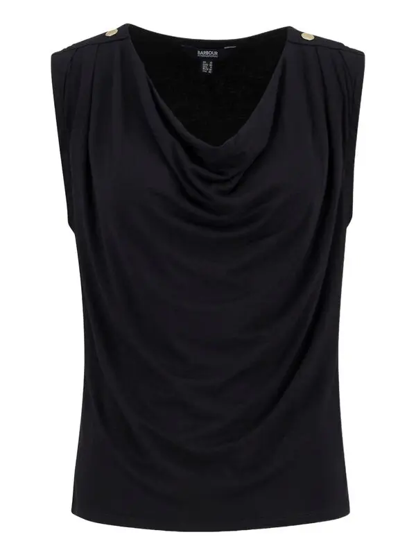 Barbour Saskia Drape Neck Top With Stud Embellishments - Black
