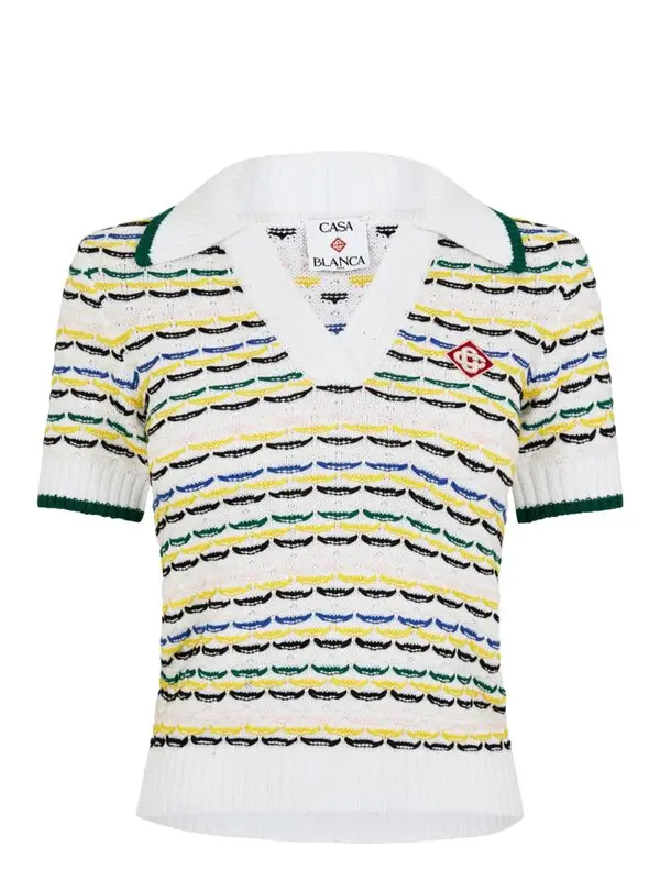 Casablanca Logo Patch Polo Shirt - White