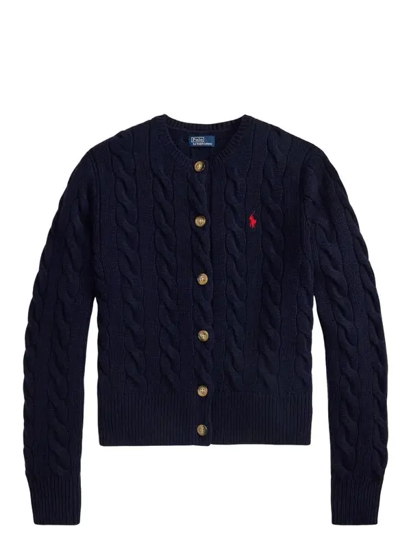 Polo Ralph Lauren Navy Cable Knit Cardigan - Black