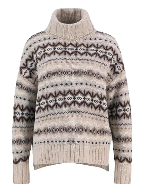 Barbour Fair Isle Turtleneck Sweater - Nude
