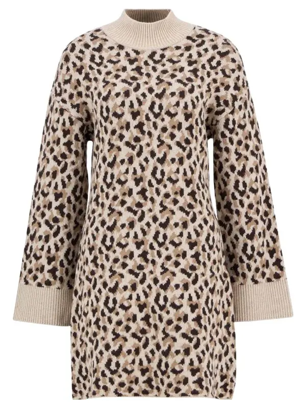 Barbour International Juliana Leopard Print Wool-blend Knit Mini Dress - Multi