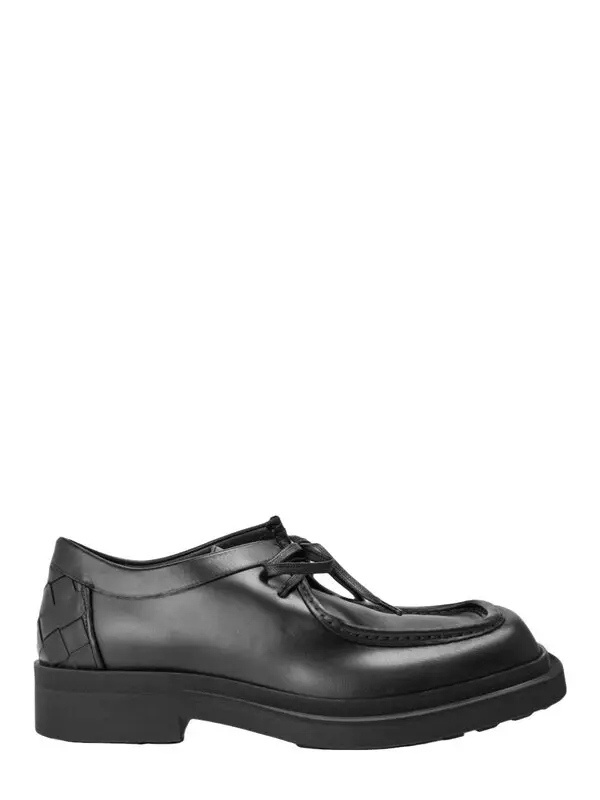 Bottega Veneta Flat Ankle Boots With Square Toe And Braided Detail - Black