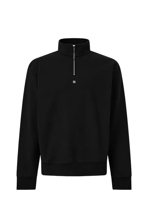 Fendi Quarter-zip Fleece Sweatshirt - Black