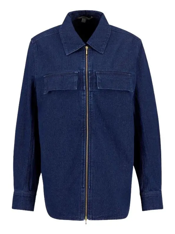 Barbour Long-sleeved Zip-up Denim Jacket - Blue