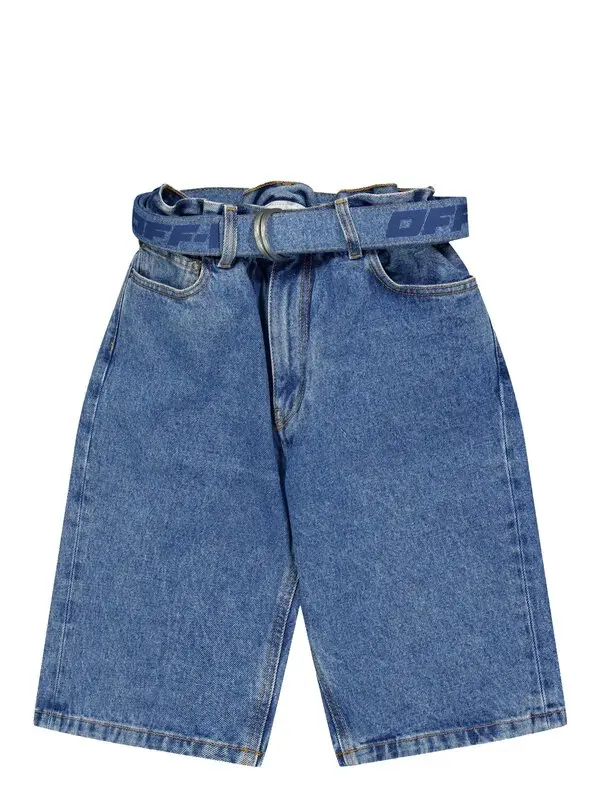Off-White Belted Denim Shorts - Blue