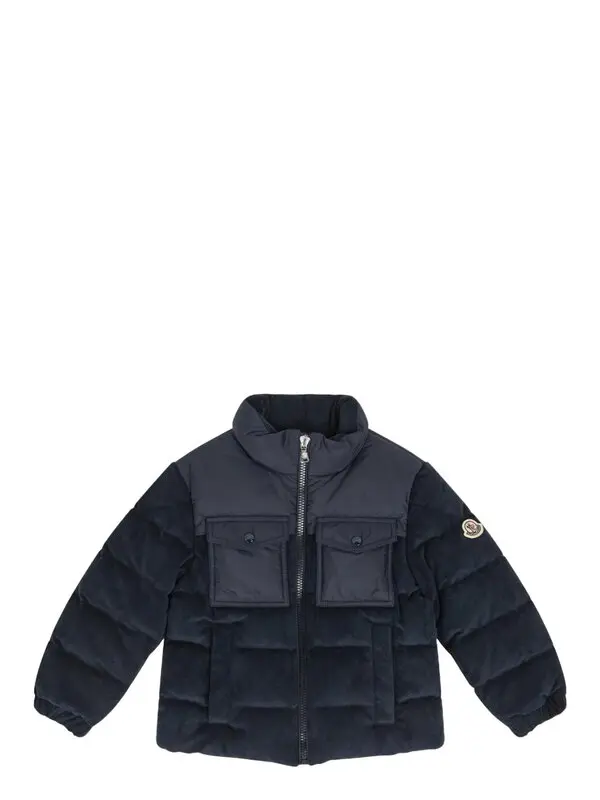 Moncler Quilted Down Jacket With Logo Patch - Black