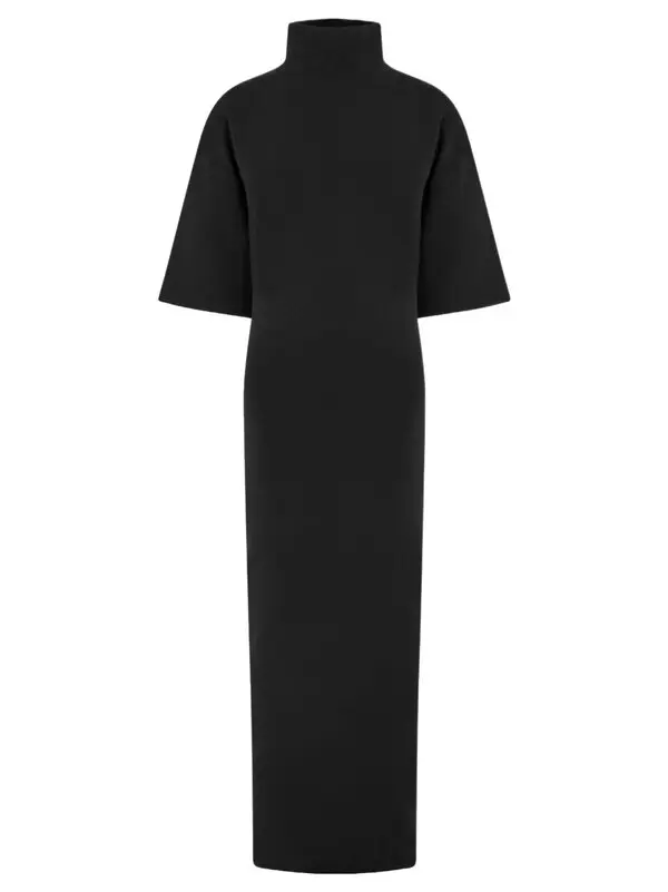 JEAN PAUL GAULTIER High Collar Printed Lettering Maxi Dress - Black