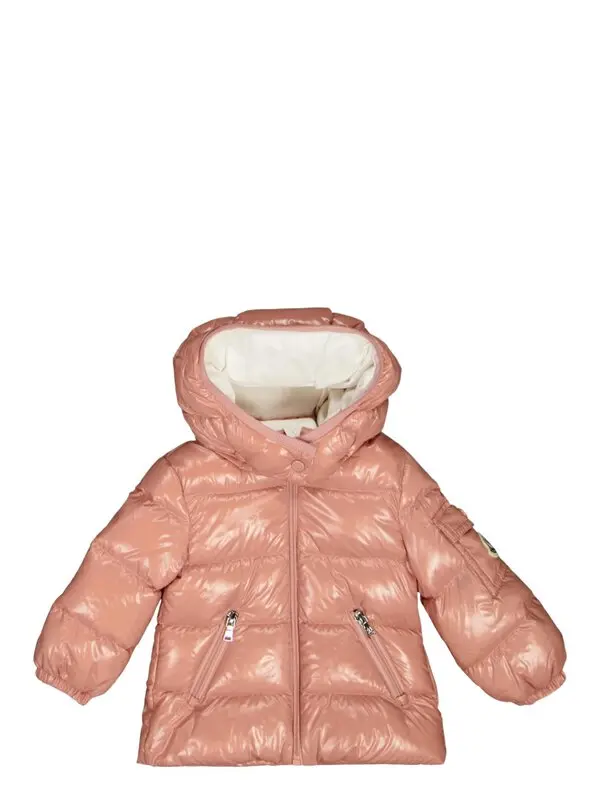 Moncler Logo Patch Hooded Down Jacket - Pink