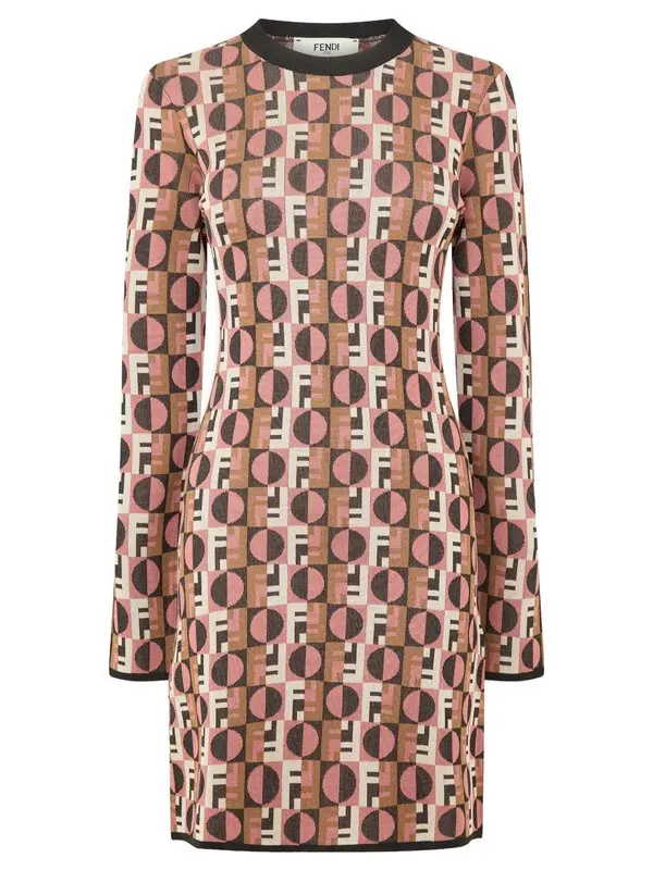 Fendi Monogram Knit Dress - Brown