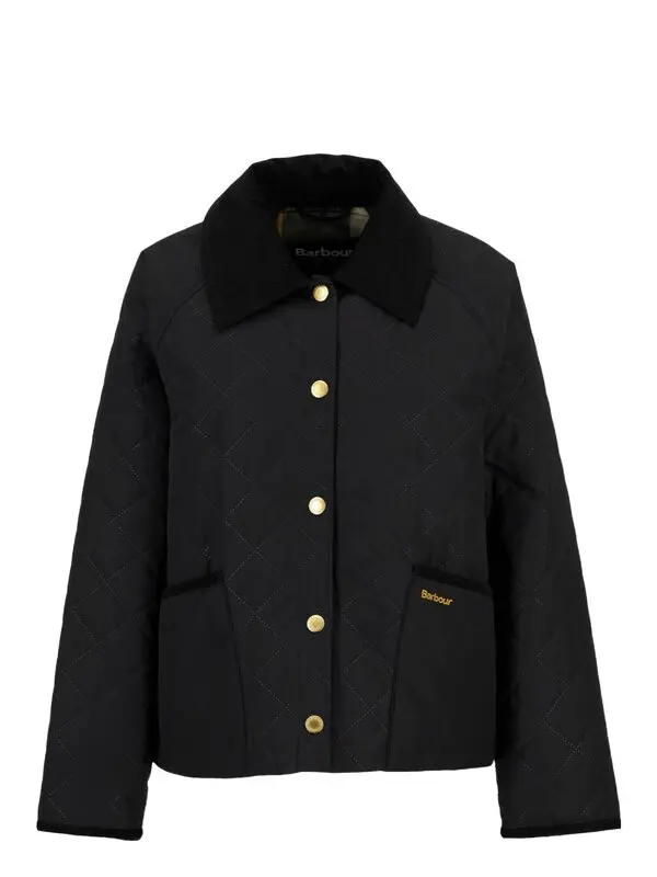 Barbour Quilted Jacket With Corduroy Collar - Black